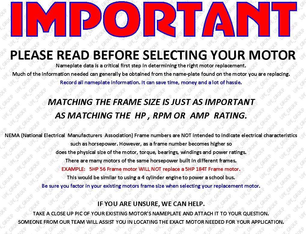 Century Motor # B385 5HP SPL LEESON 56 Frame ELECTRIC MOTOR Replaces ...