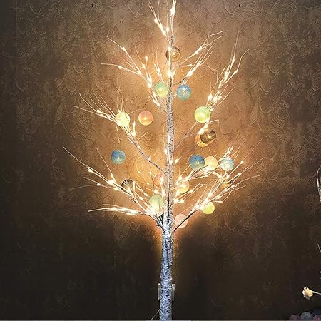 Light 3FT Birch Twig Tree With 60 Warm White LED, Indoor Or Outdoor Use ...