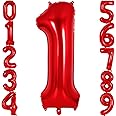 Amazon.com: Red Number 1 Balloon 40 Inch, Big Large Foil Helium Number ...