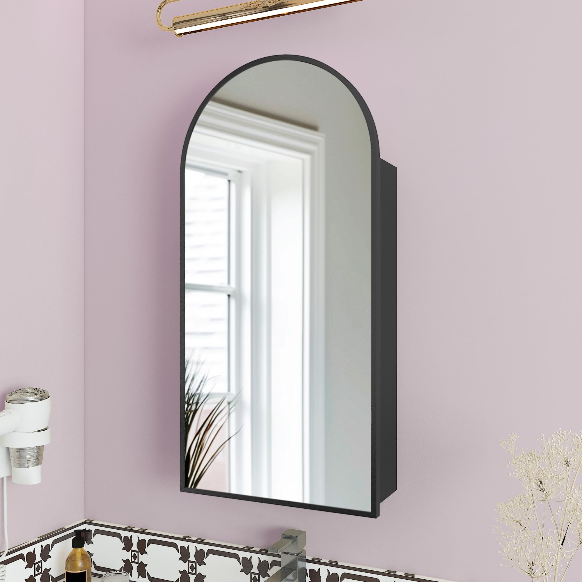 FKWin Arched Medicine Cabinets with Mirror, Bathroom Mirror with ...