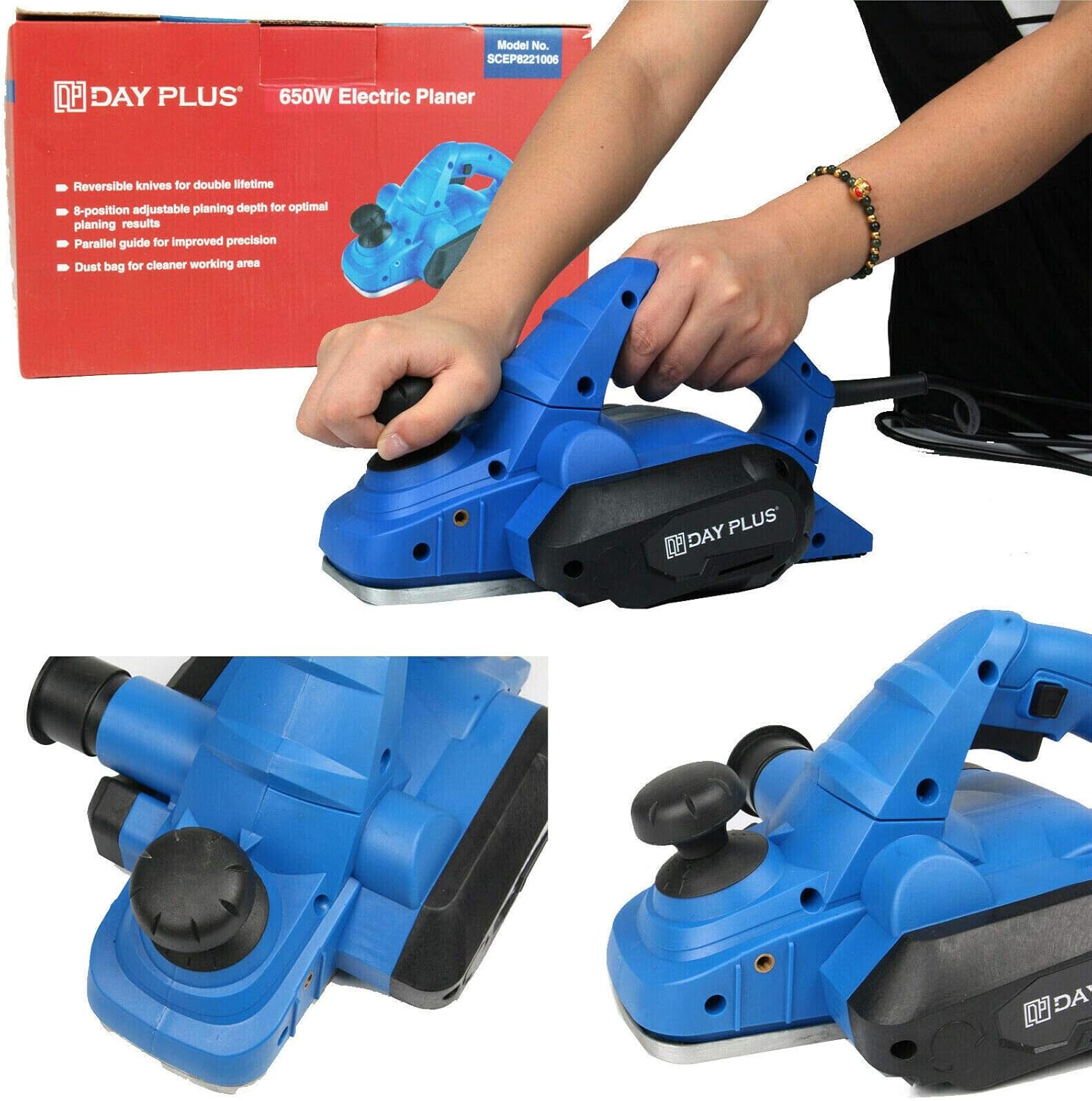 650W Power Tools Electric Wood Planer Power Plane Hand Tool with ...