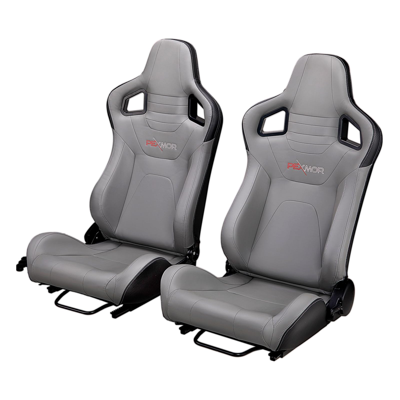 PEXMOR 2 Pcs Reclinable Universal Racing Bucket Seats w/Dual Slider, PU ...