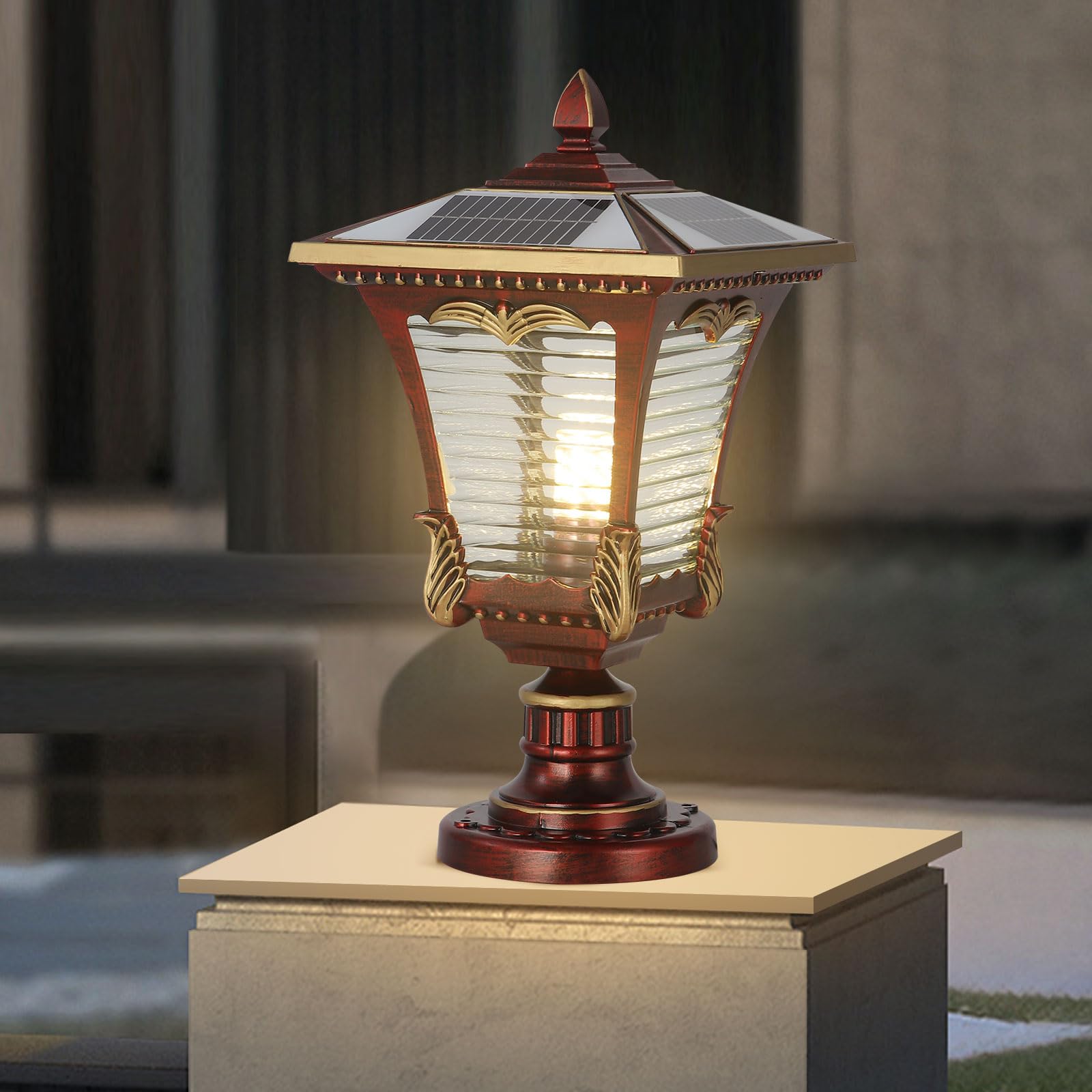SLAWA 16.14" Solar Post Lights Modern Outdoor Post Lantern Aluminum ...