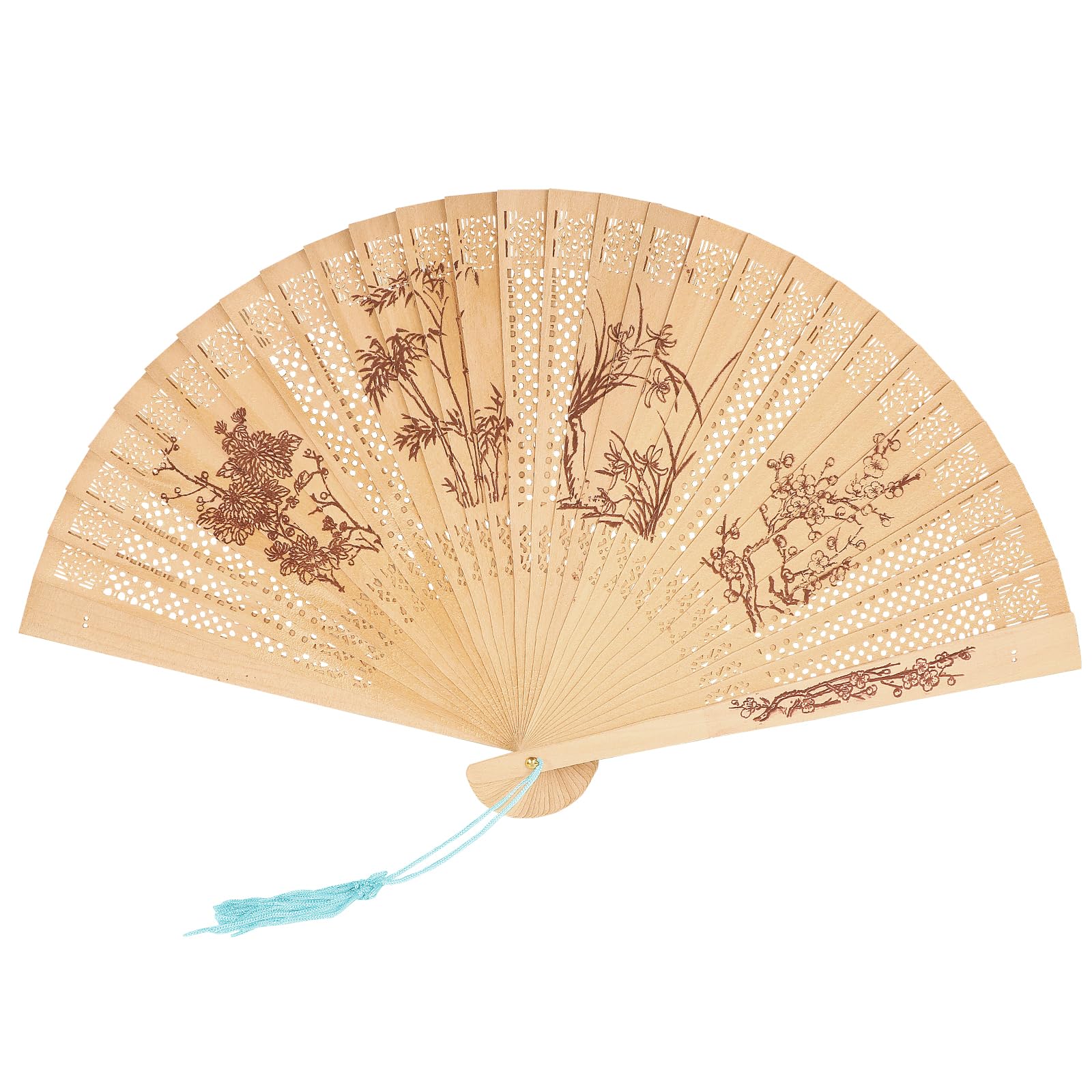 FoDau770 Wooden Folding Fans, Classical Wood Handheld Fans, Plant ...