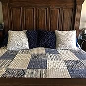 Amazon.com: DaDa Bedding Patchwork Bedspread Set - Denim Blue Elegance ...