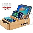 Amazon.com: Bamboo Charging Station for Multiple Devices, Desk Charging ...
