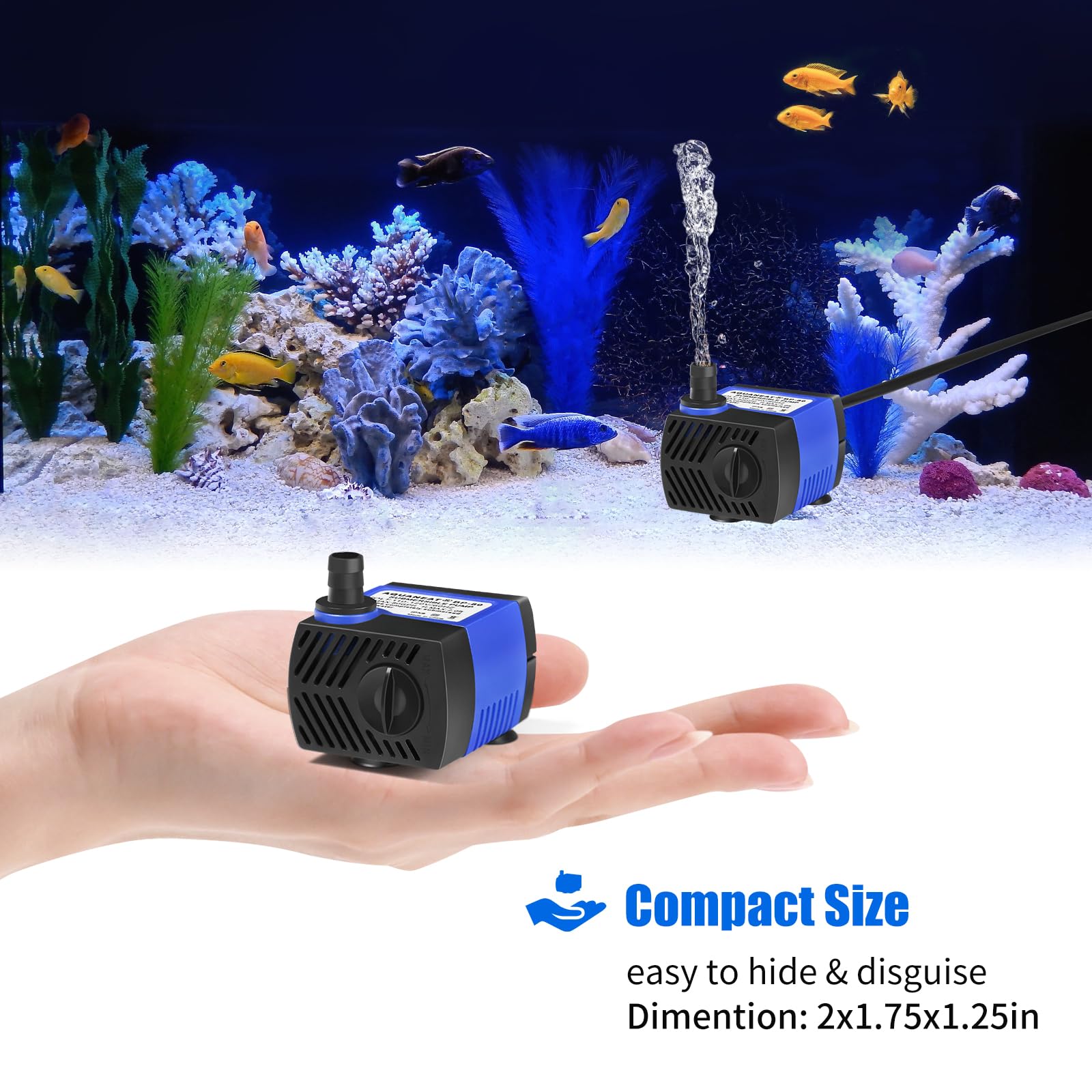 Mua AQUANEAT Small Fountain Pump, 80 GPH Mini Submersible Water Pump ...