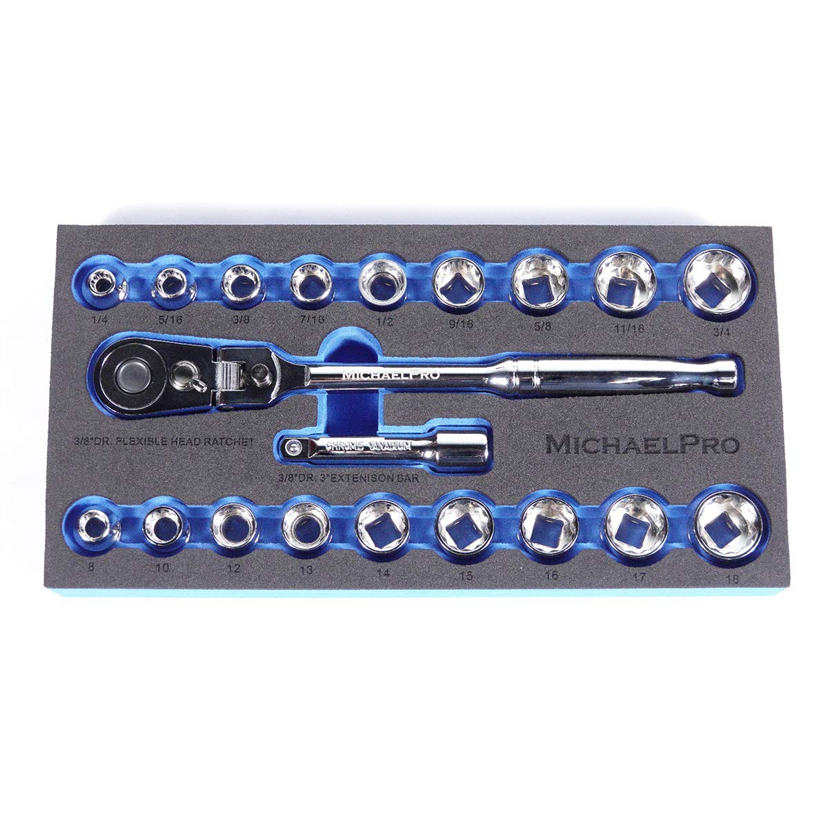 Mua MichaelPro MP001001 3/8 inch Drive Socket Wrench Set, 20-piece, 12 ...