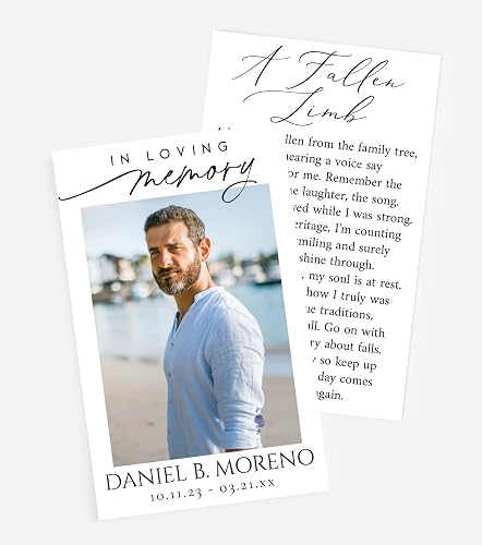 Funeral Memorial Prayer Cards, Double-Sided, Photo Personalized with ...