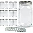 Amazon.com: Jumterlee Mason Jars 32 oz 12 Pack, Wide Mouth Mason Jars with Airtight Lids and 12 ...