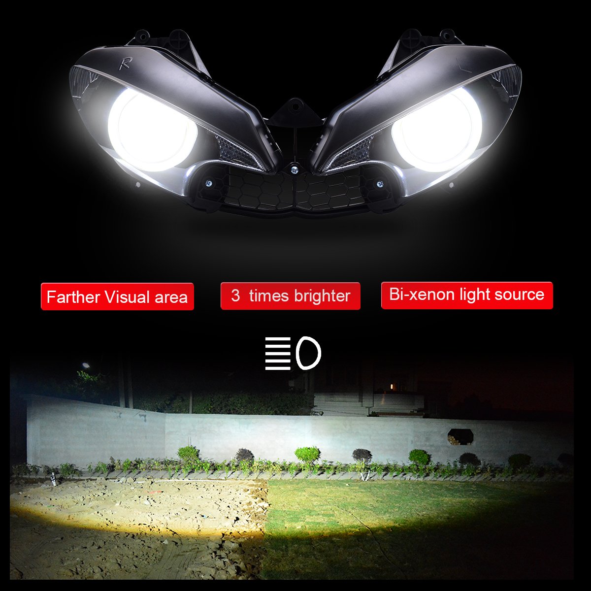 Mua KT Headlight Assembly for R6 2003-2005 Red Demon Eyes Angel Eyes ...