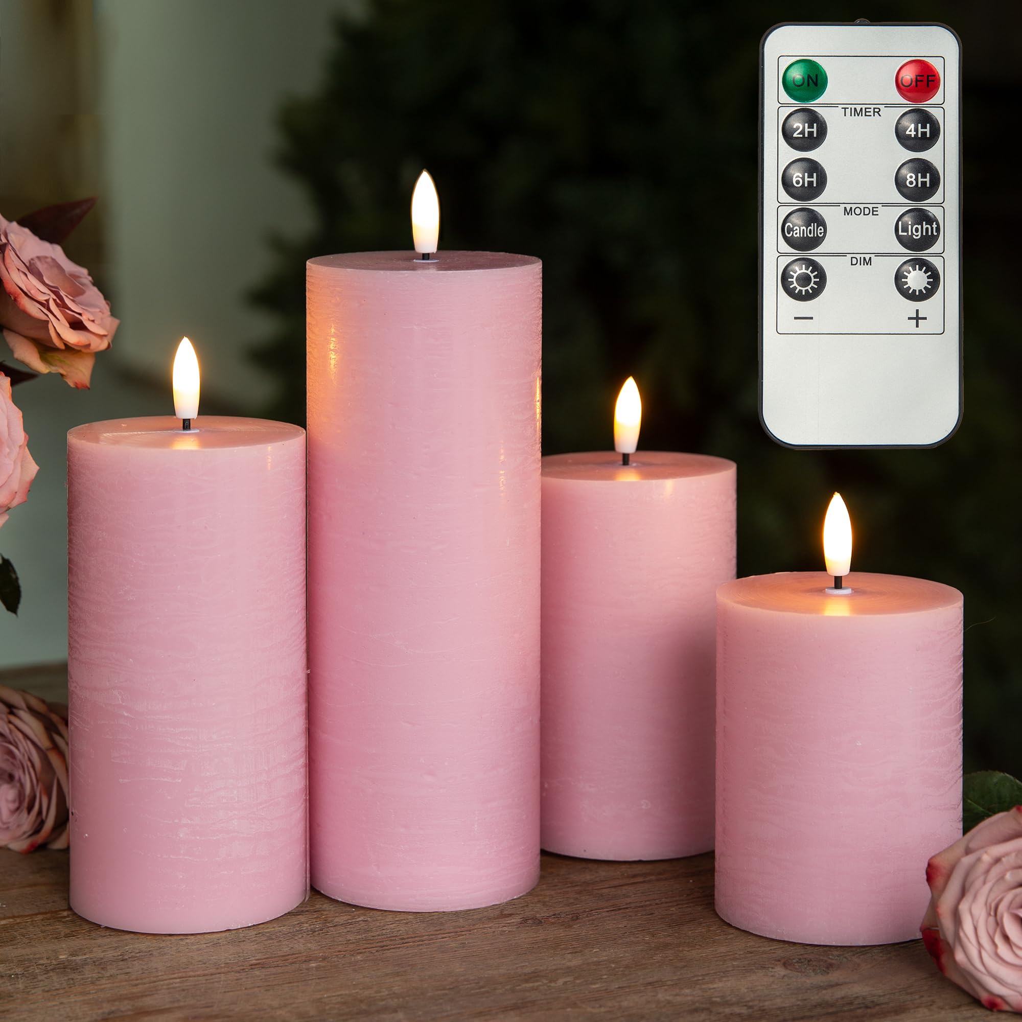 LUSHABOR Flameless Candles, 4 Pack Battery Operated Candles with Remote ...