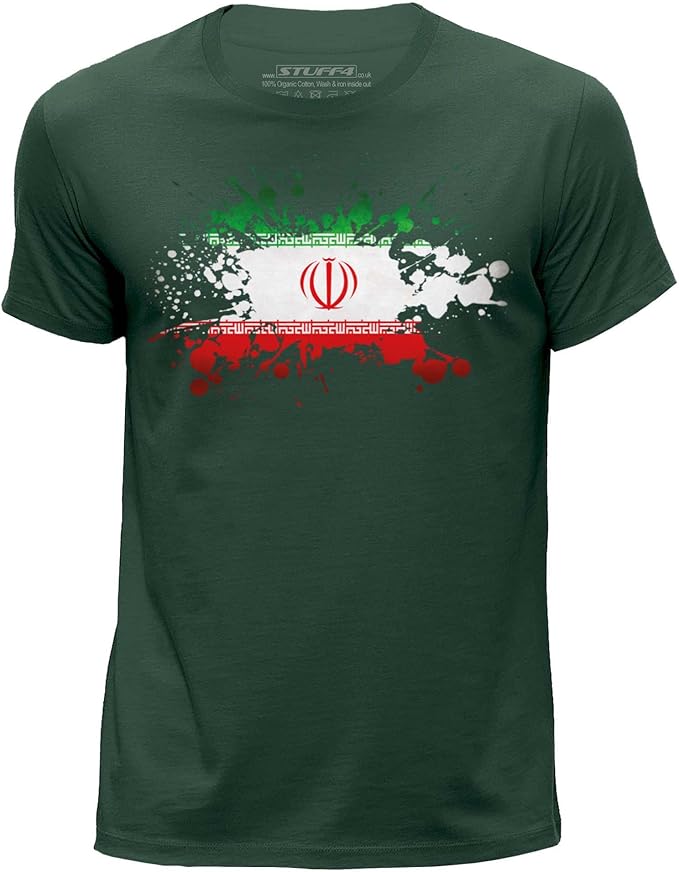 Stuff4 Men's Round Neck T-Shirt/Iran/Iranian Flag Splat: Amazon.co.uk ...