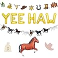 Amazon.com: Yee Haw Western Party Banner & Sign Decorations - Cowboy ...