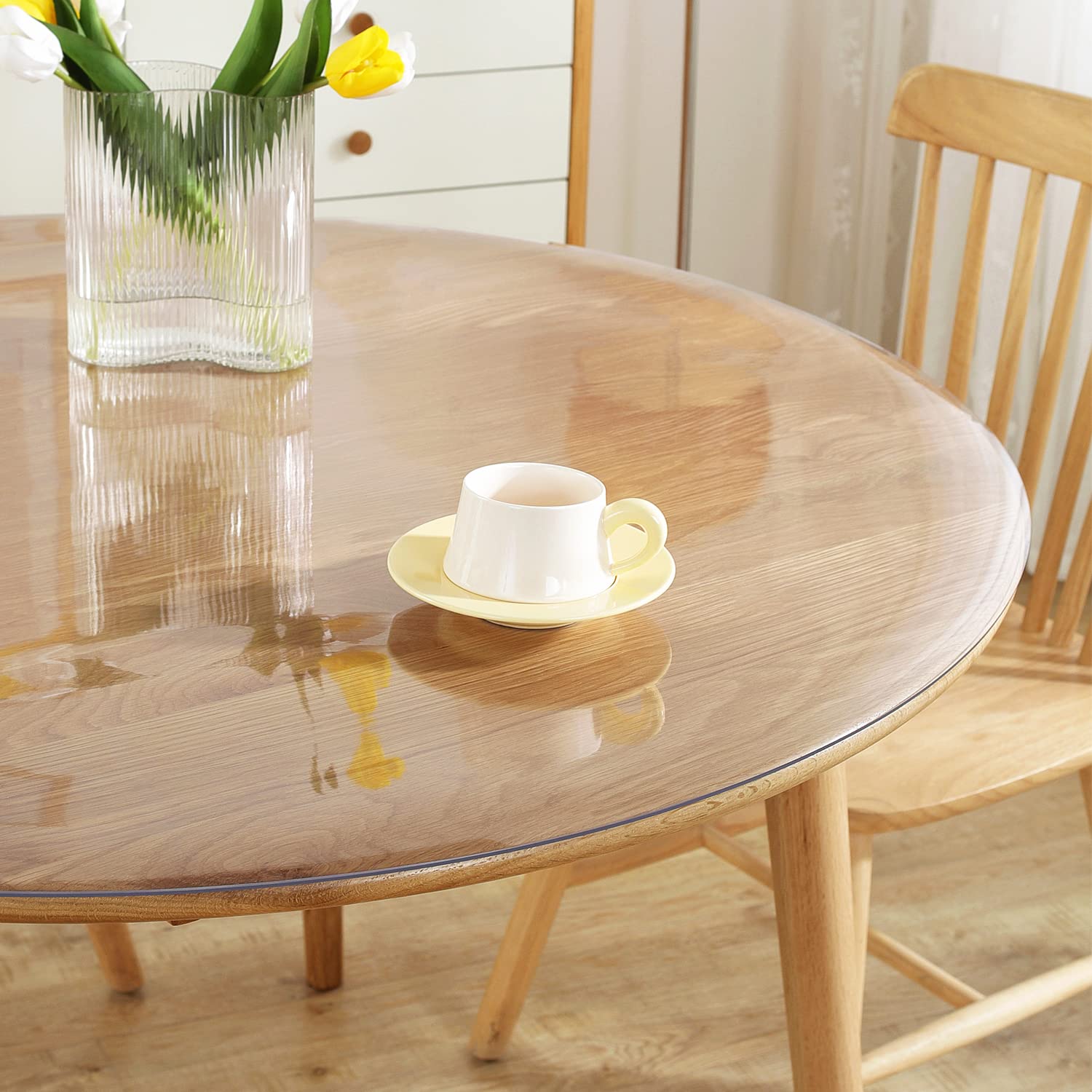 Royhom 2mm Thick 72 Inch Clear Round Table Protector, Clear Round Table ...