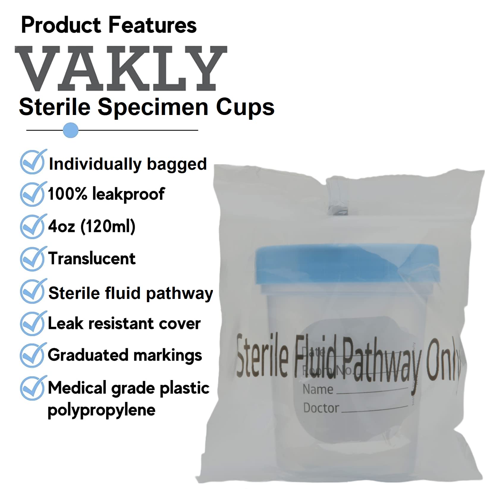 Mua Sterile Specimen Cups Individually Bagged with Lids [5 Count] 4 oz ...