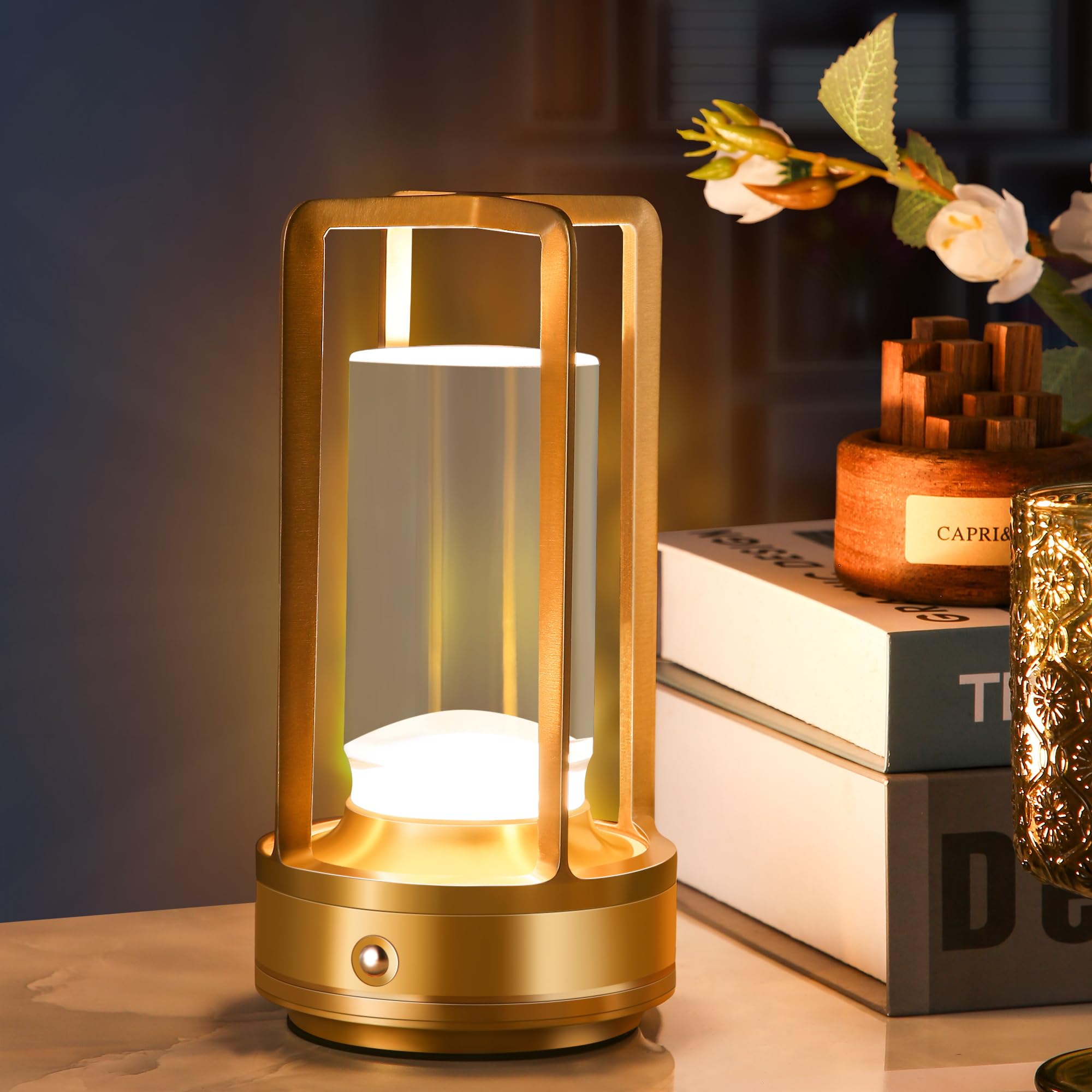 Portable Metal Table Lamp,Cordless Table Lamp, Rechargeable Battery ...