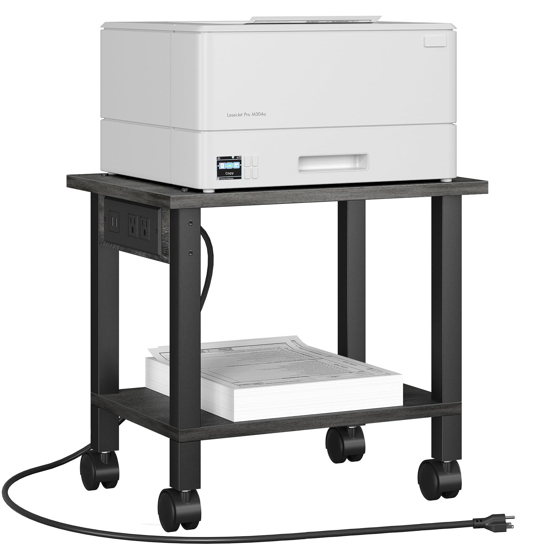 TUTOTAK 2 Tier Printer Stand, Rolling Printer Cart with Power Outlets ...