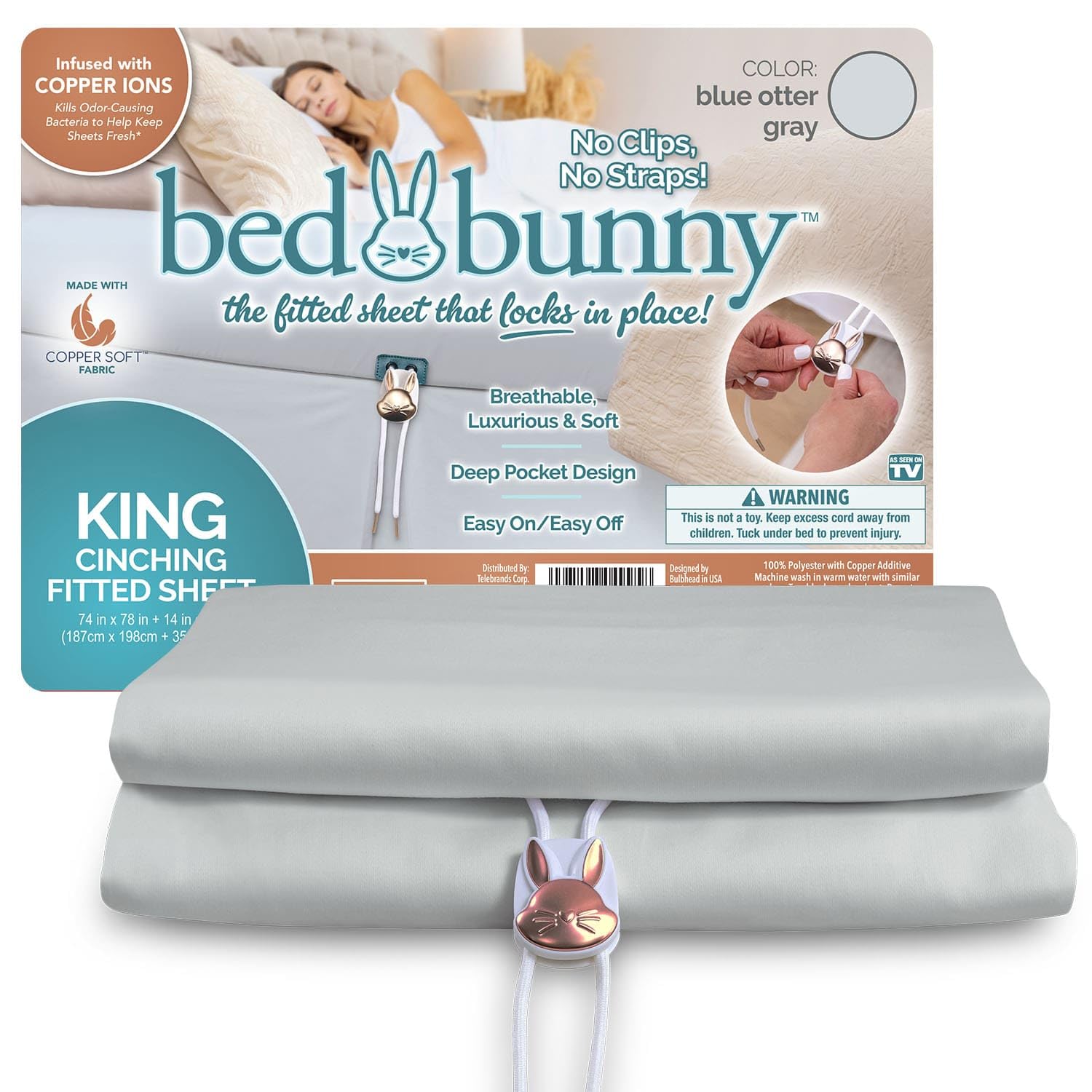 Bed Bunny Locking Fitted Bed Sheet Stays On & Won’t Slip, Built-in ...