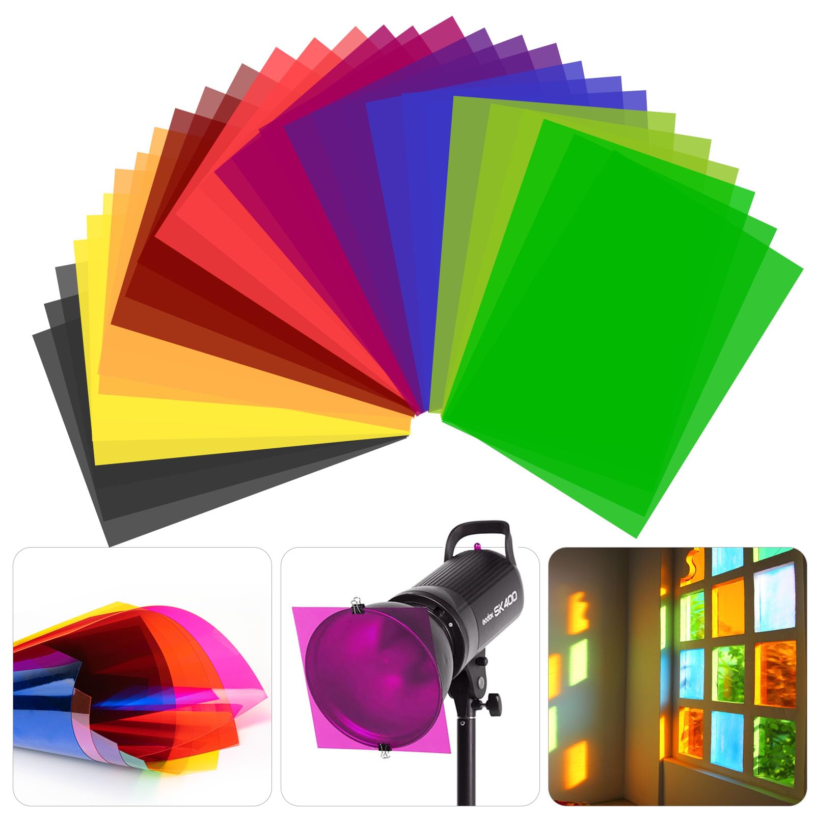 Mua 30 Pcs Color Correction Gel Light Filter, Transparency Film Plastic ...