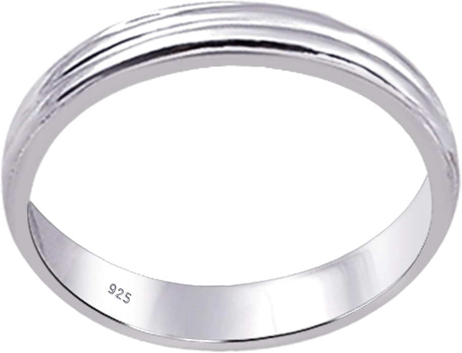 Plain Silver Ring Metallic: Amazon.co.uk: Jewellery