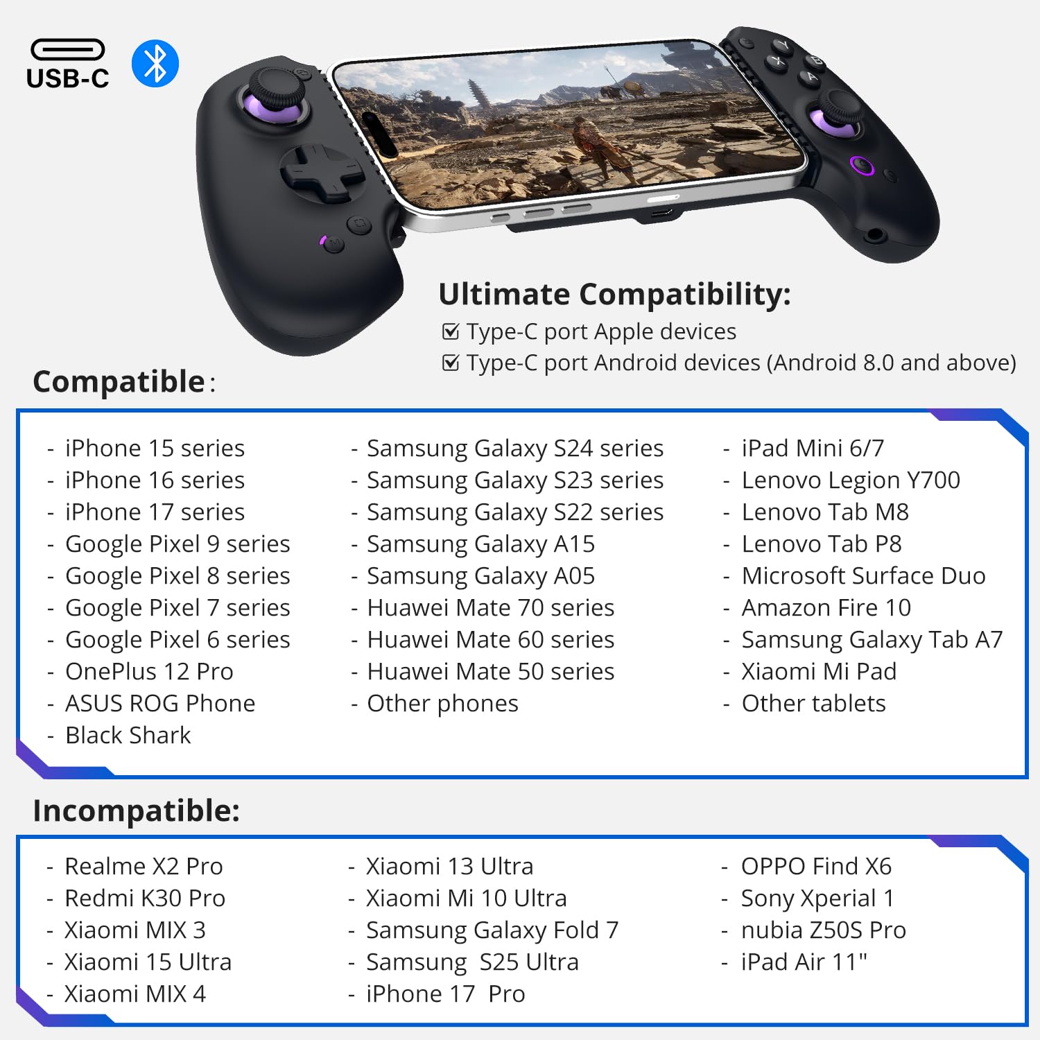 Mua S9 Full-Size Gaming Phone Controller for iPhone 15/16, iPad Mini 6/ ...