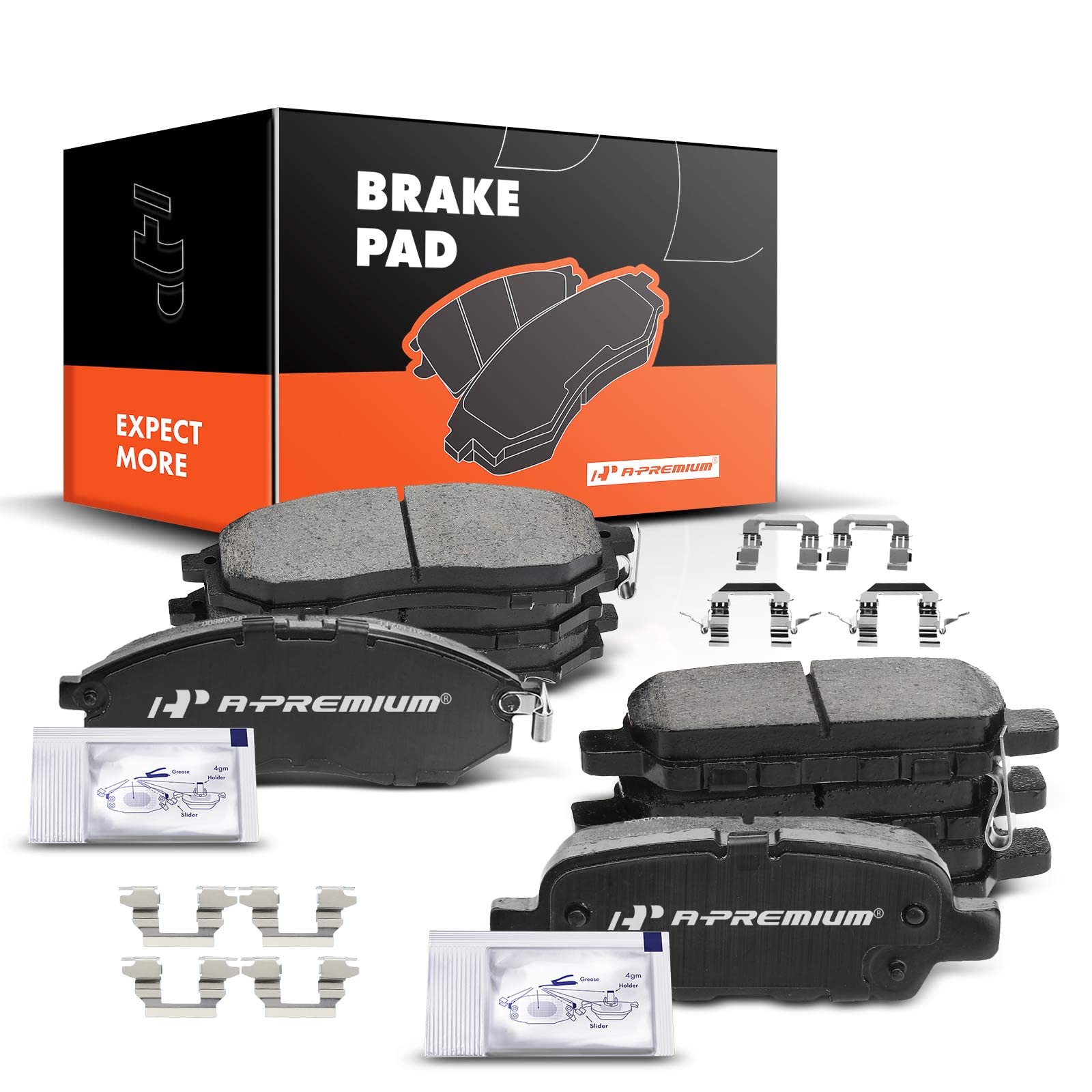 A-Premium Front & Rear Ceramic Disc Brake Pads Set Compatible with ...