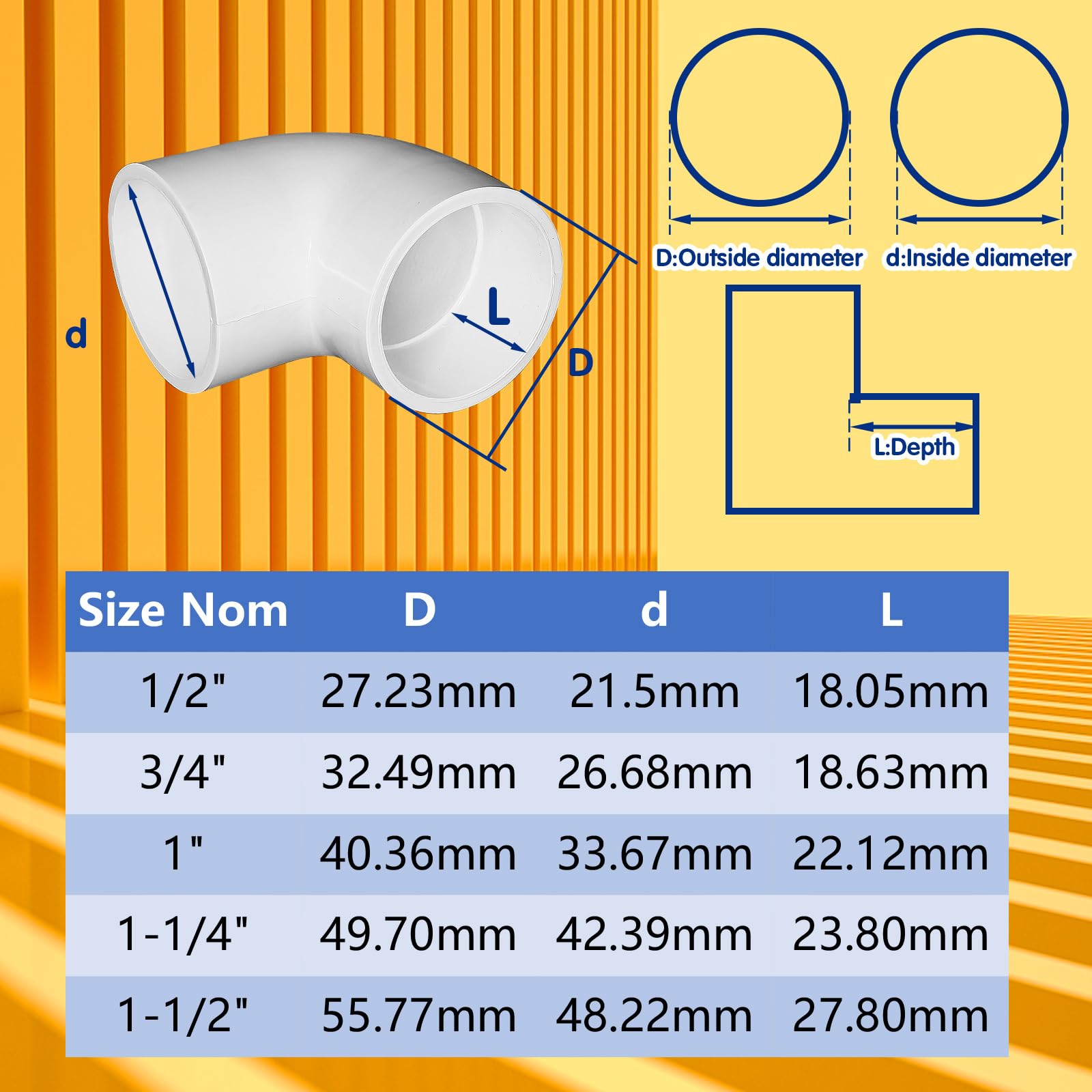 Mua Pack of 10 1/2inch PVC 90 Degree Elbow, 2 Way Right Angle PVC Pipe ...