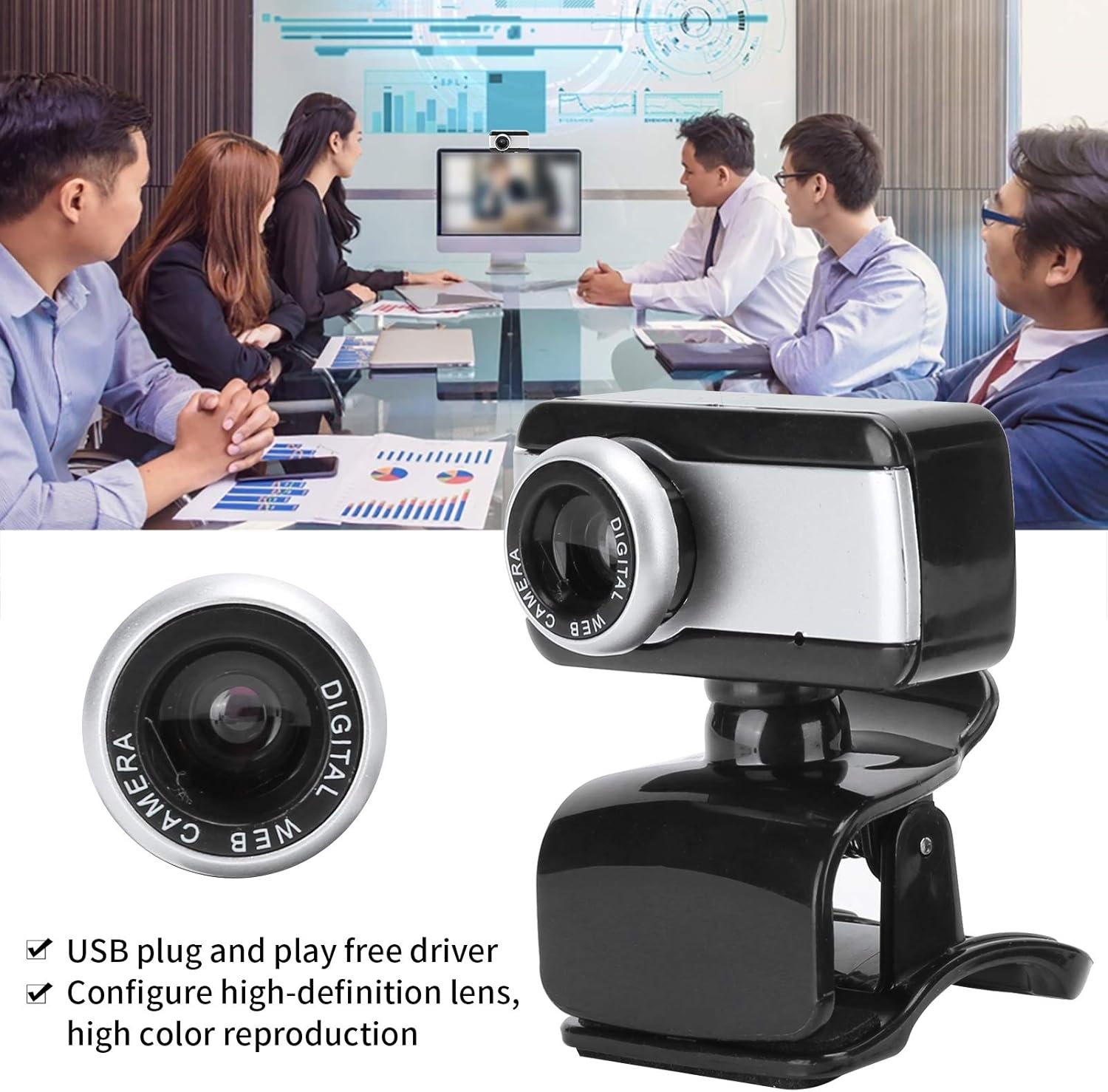 143 HD Webcam, Computer Camera Digital USB Web Camera Free Drive 480P ...