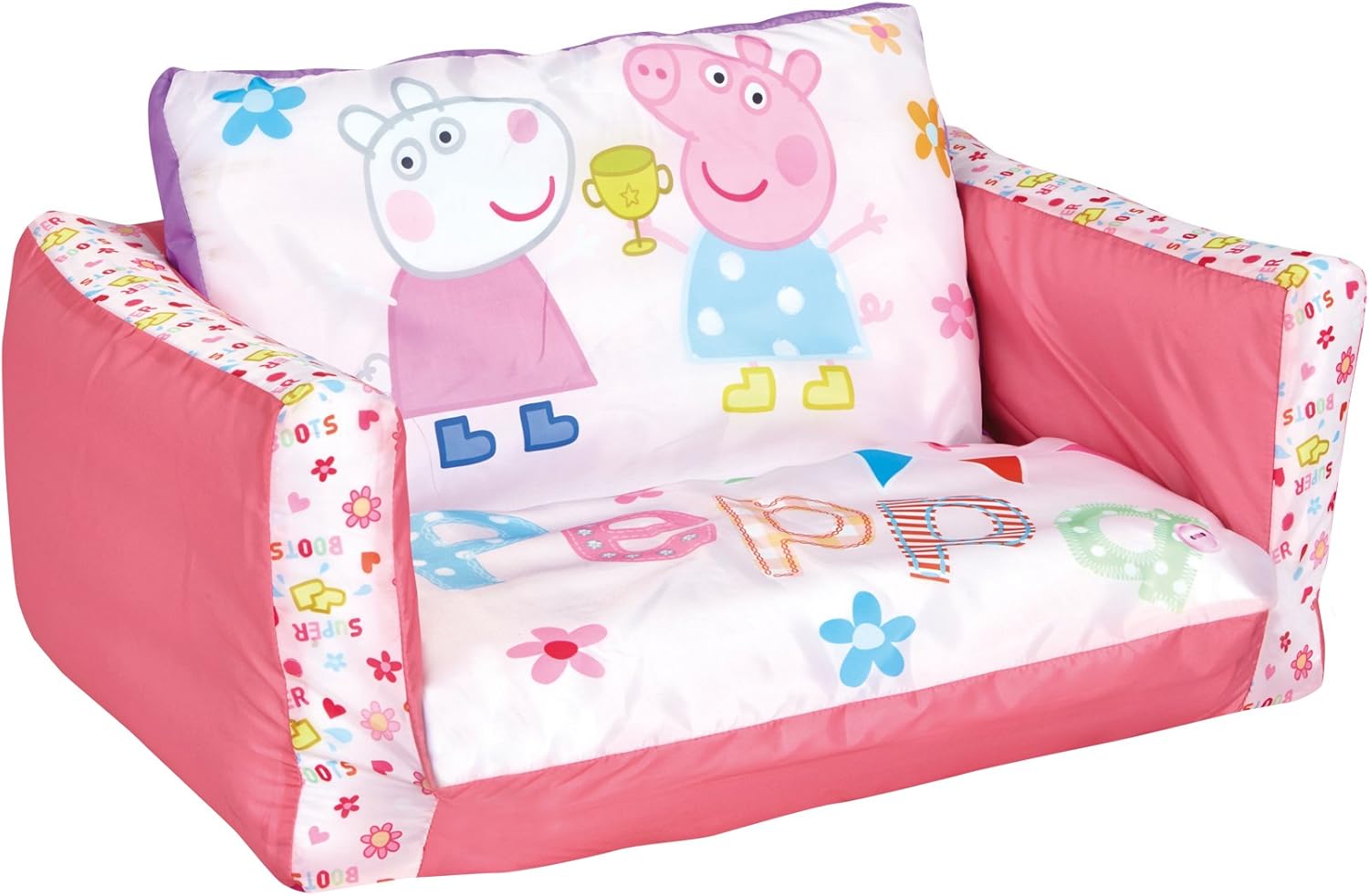 ReadyRoom Peppa Pig Flip Out Mini 2 in 1 Kids Inflatable Sofa and ...