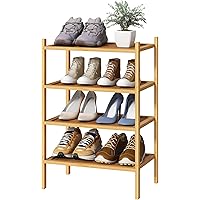 Amazon.com: kiplant Small Shoe Rack, 4-Tier Bamboo Wood Shoe Rack for ...