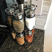 Spice Rack Organizer Revolving Countertop Spice Jar Rack with 12 Glass ...