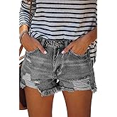 Angerella Women's Denim Shorts Mid Rise Ripped Jean Short at Amazon ...