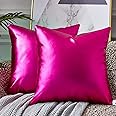 Amazon.com: EUCIOR Hot Pink Pillow Cases 20x20,Decorative Throw Pillow ...