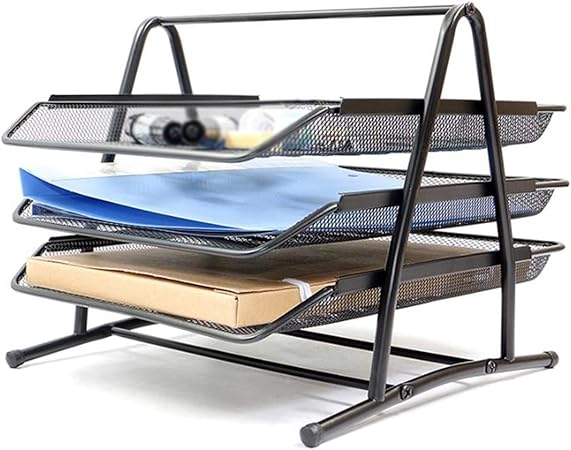 Metal File Rack, Three-layer Office A4 Storage Rack, Wrought Iron Data ...