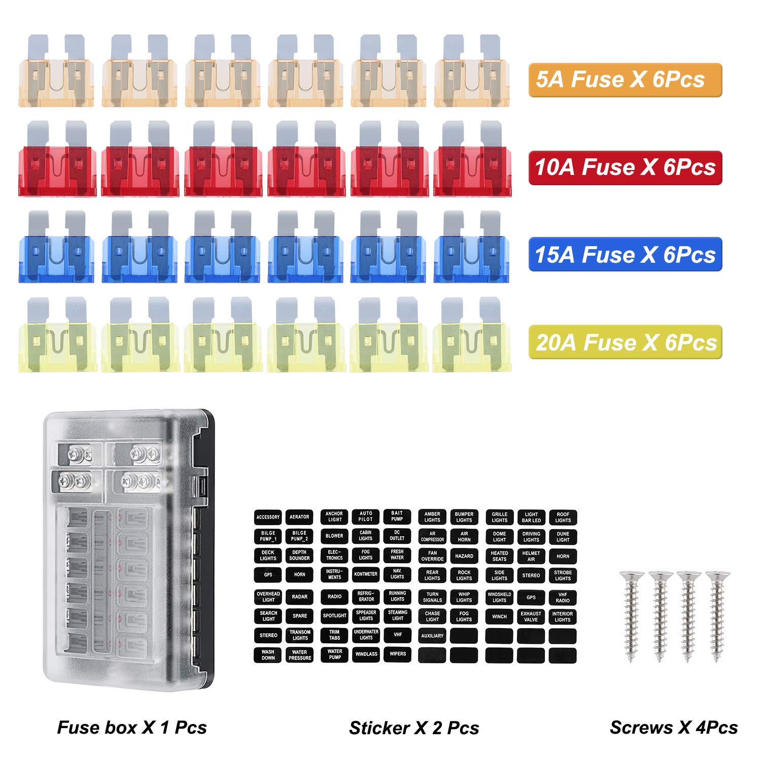 Buy U-Kiss 12-Way Blade Fuse Block, 12 Circuits with Negative Bus Fuse ...