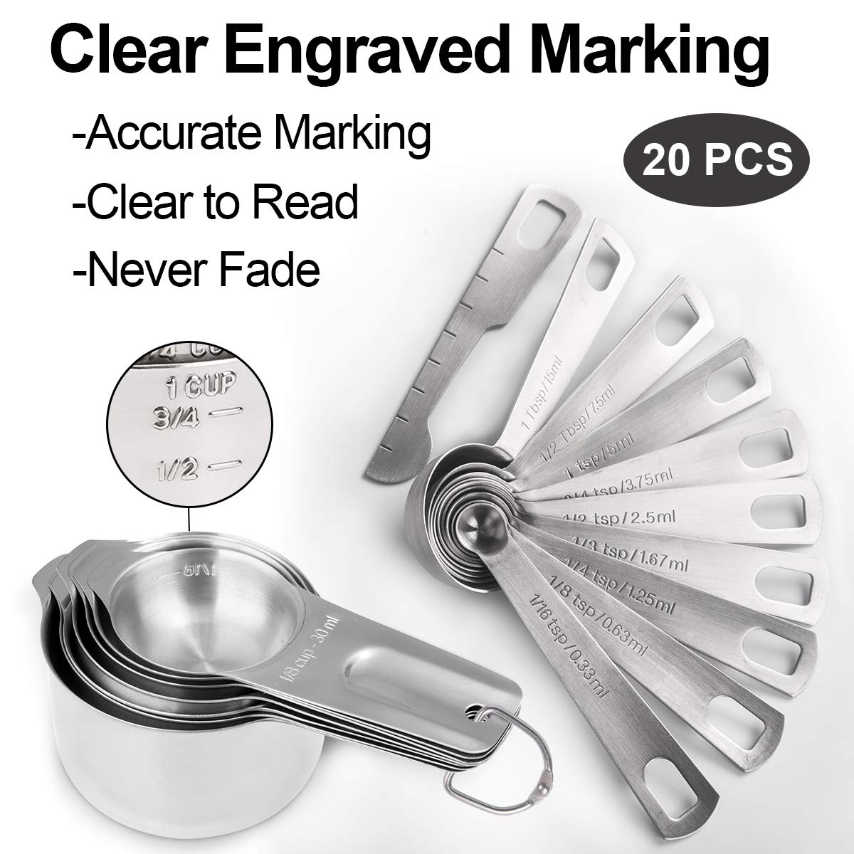 Mua 20PCS Measuring Cups and Measuring Spoons Set, Food-Grade Stainless ...