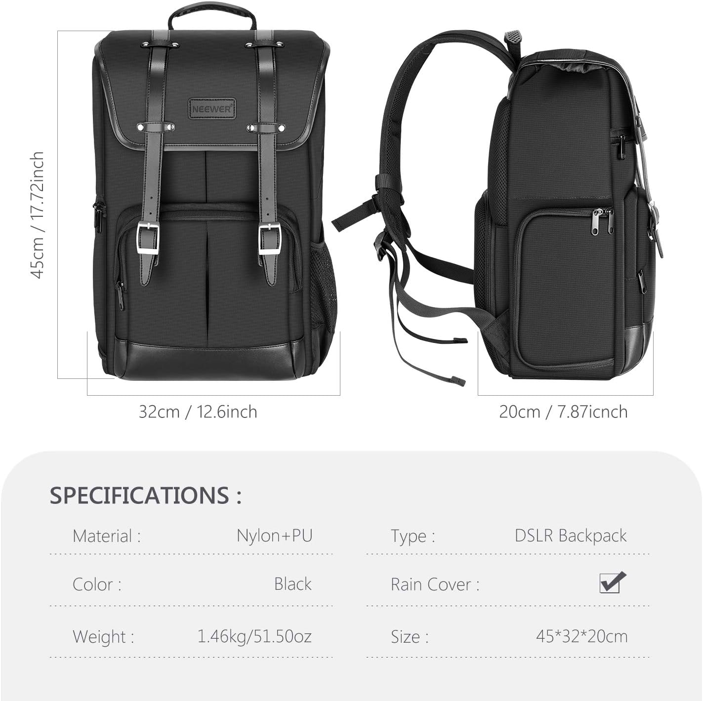 Neewer Camera Backpack, Durable Waterproof Camera Case Photography ...