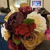 Amazon.com: Wedding bouquets Bridal Silk flower BURGUNDY Burnt ORANGE ...
