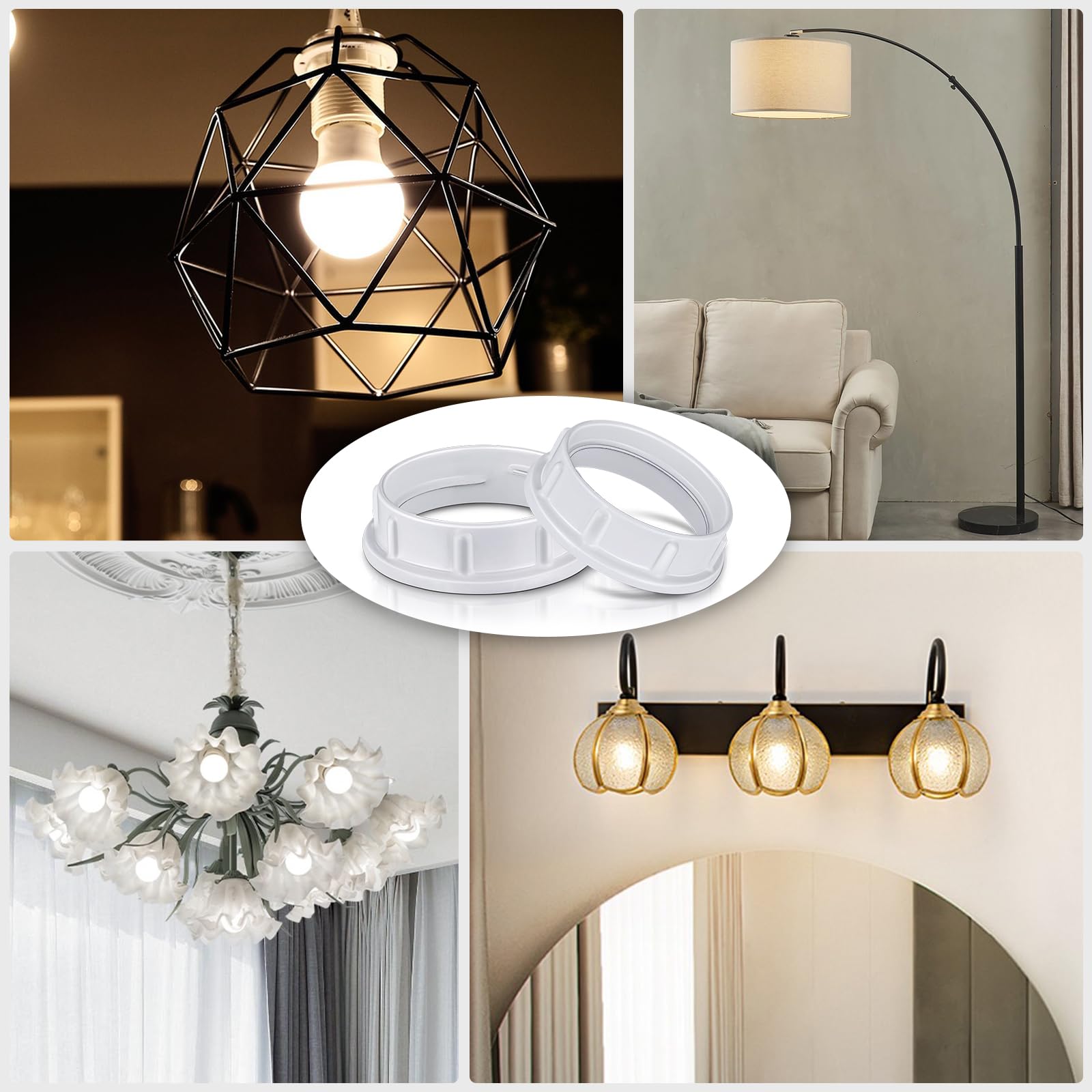 Light Socket Shade Rings,Aluminum Threaded Socket Ring For Medium Base ...