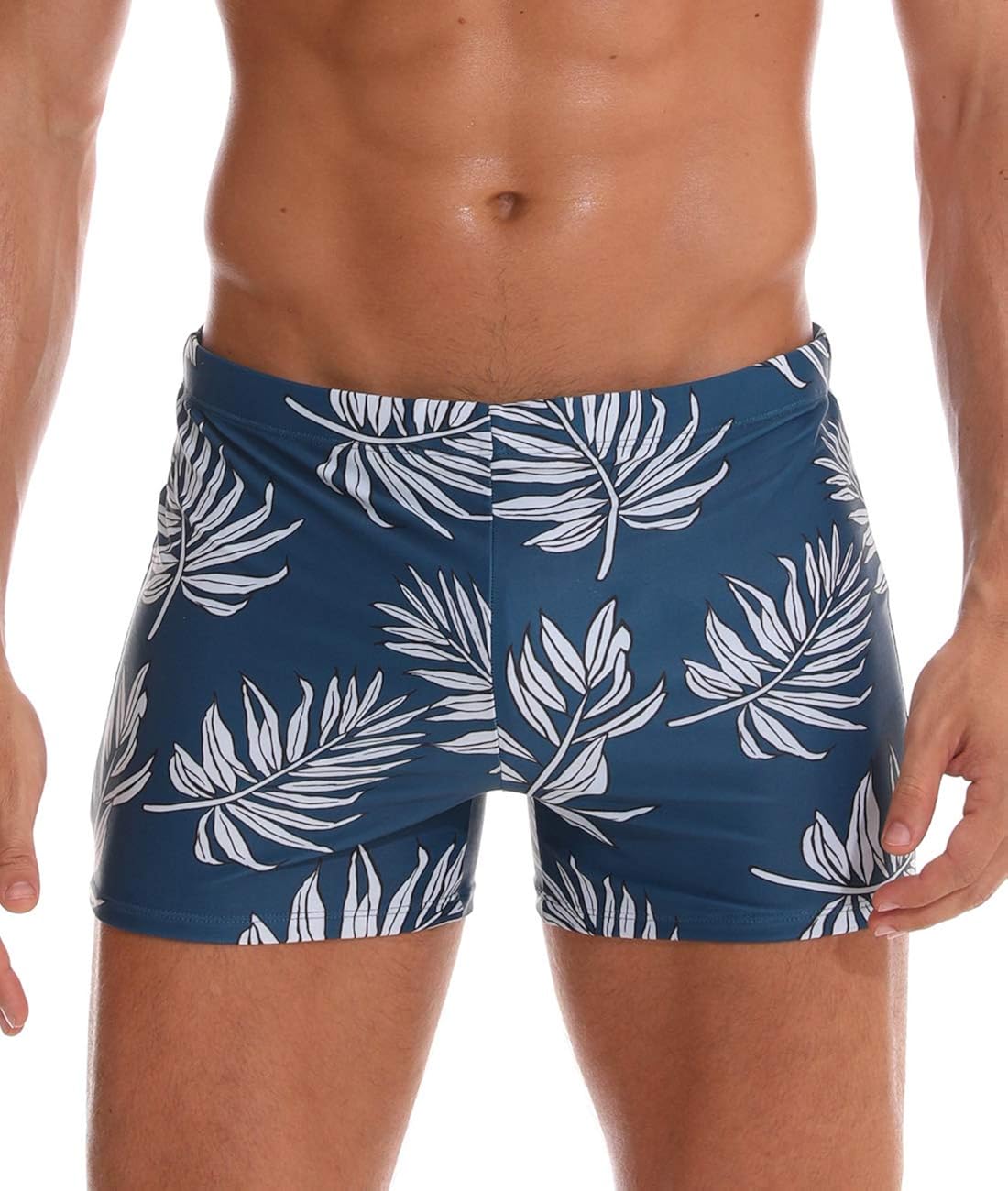 MIZOK Mens Quick Dry Swim Trunks Boxer Briefs Pad Swimsuit Flower Print ...