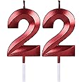 Amazon.com: Red 22nd Birthday Candles for Cakes, Number 22 Candle Cake ...