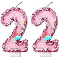 Amazon.com: 2.8" Pink Butterfly Glitter Number Candles-Many Colors 22nd ...