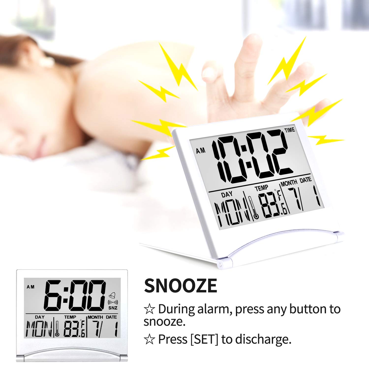 Mua Betus Digital Travel Alarm Clock - Foldable Calendar Temperature ...