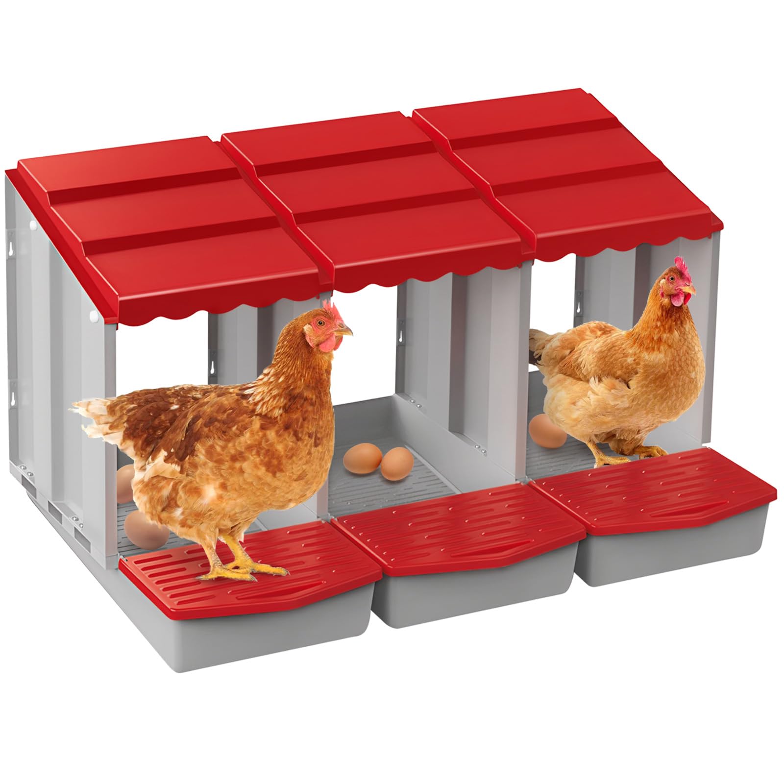 Chicken Nesting Boxes,3 Hole Nesting Box for Chicken Coop, Rolling Egg ...