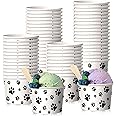 Amazon.com: Patelai 50 Count 8 oz Paw Print Ice Cream Cups Bulk Paper ...