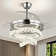 Amazon.com: CLAIRDAI 42″ Modern Crystal Chandelier Ceiling Fan LED ...