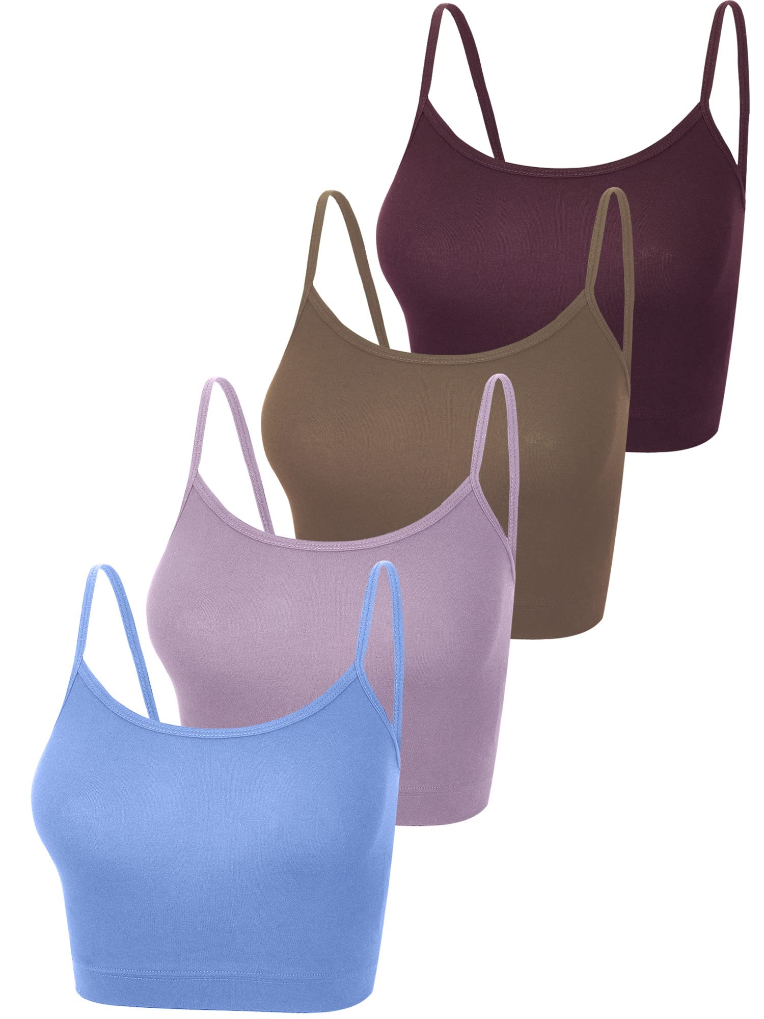 Boao 4 Pack Women's Cropped Tank Tops, Cotton Spaghetti Strap Crop Top ...