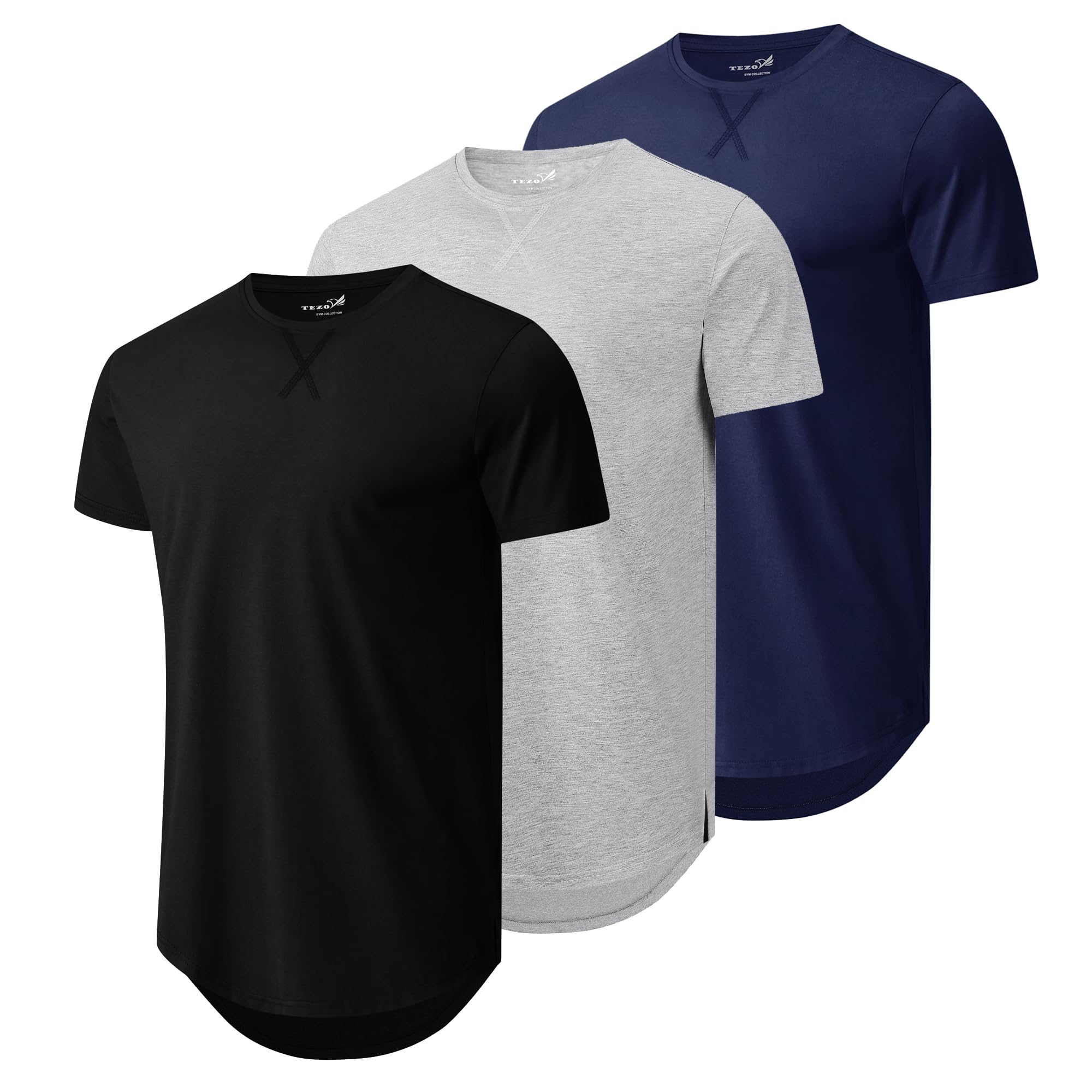 Mens 3 Pack Plain Cotton Shirts Short Sleeve Casual Crew Neck T-Shirts ...