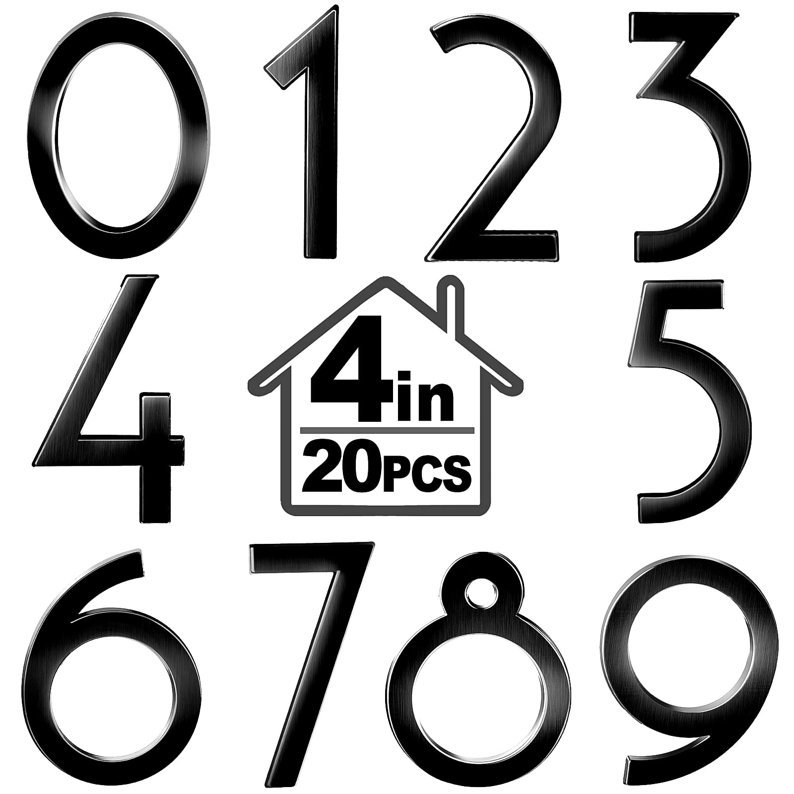 Coume 20 Pieces 4 Inch Self Adhesive Raised House Numbers 3D Numbers ...